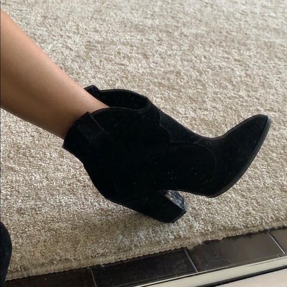 Zara | Shoes | Zara Western Black Suede Booties Sz 37 | Poshmark